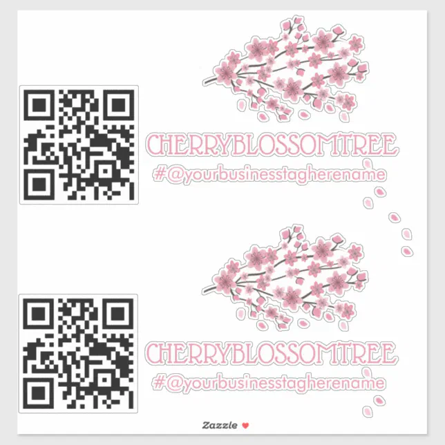 QR Code Cherry Blossom Business Name Car Decal | Zazzle