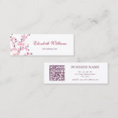QR Code Cherry Blossoms Pink White Mini Business Card | Zazzle