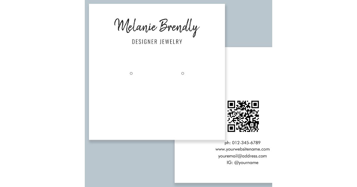 QR Code Chic Black White Jewelry Earring Display Square Business Card ...