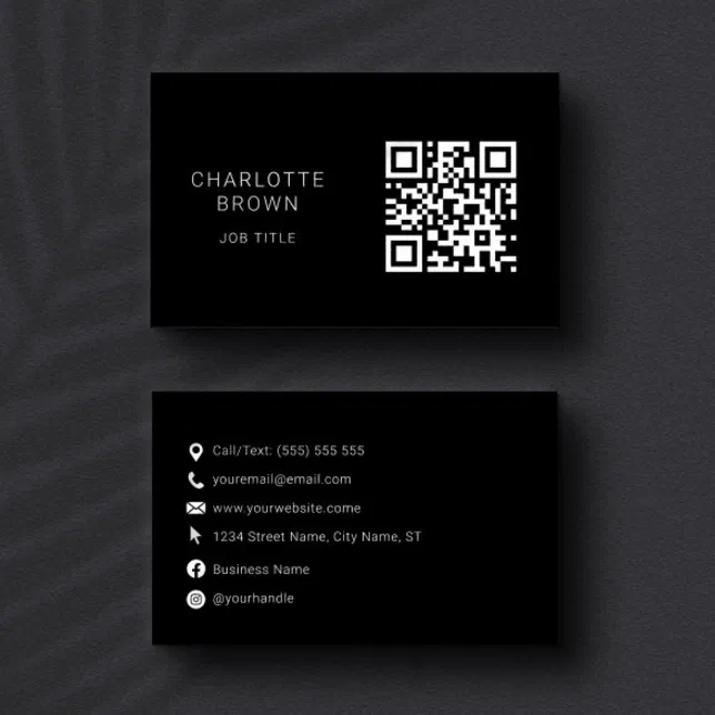 QR Code Classic Black Professional Custom Business Card | Zazzle
