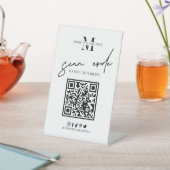 QR Code Coffee Shop Menu Minimal Black White Logo Pedestal Sign | Zazzle