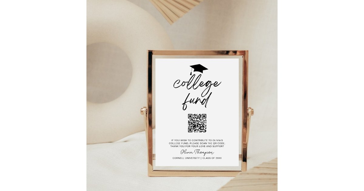 QR Code Collage Fund Graduation Party Sign | Zazzle