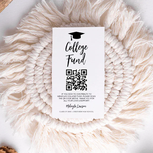 QR Code College Fund Graduation Party Graduate Enclosure Card | Zazzle