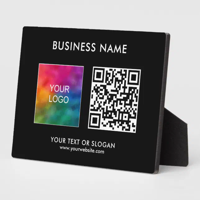 QR Code Company Business Logo Custom Horizontal Plaque | Zazzle