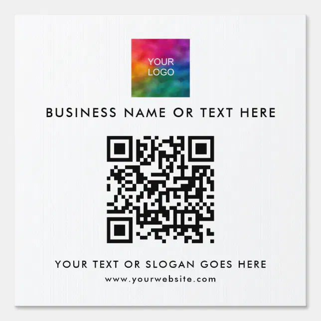 QR Code Company Business Logo Modern White Yard Sign | Zazzle