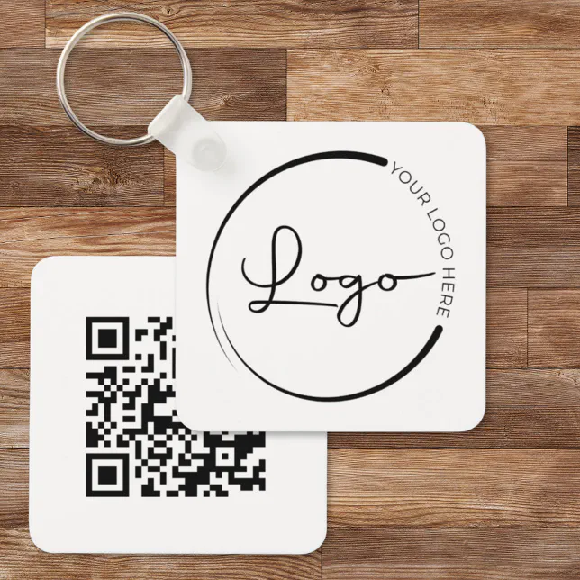 QR Code Company Business Logo Promotional Keychain | Zazzle