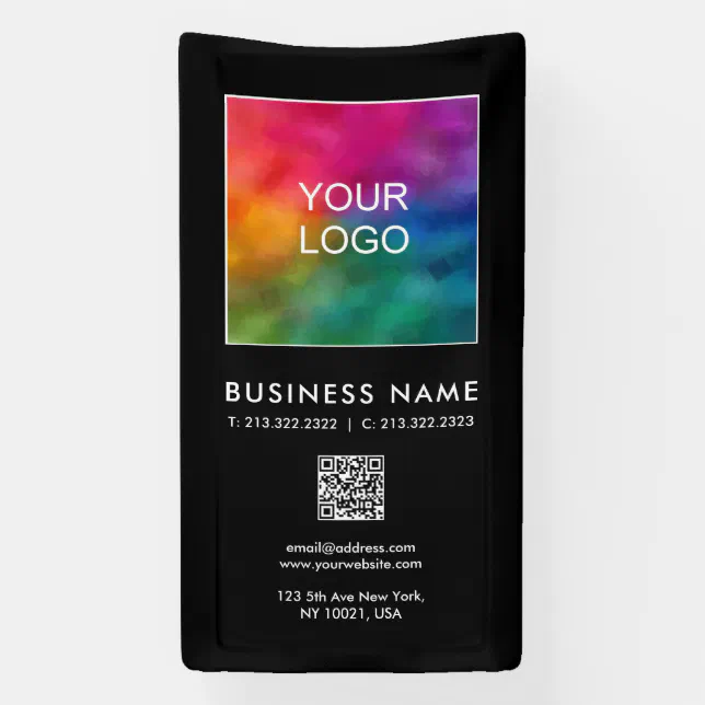 QR Code Company Business Logo Template Simple Banner | Zazzle