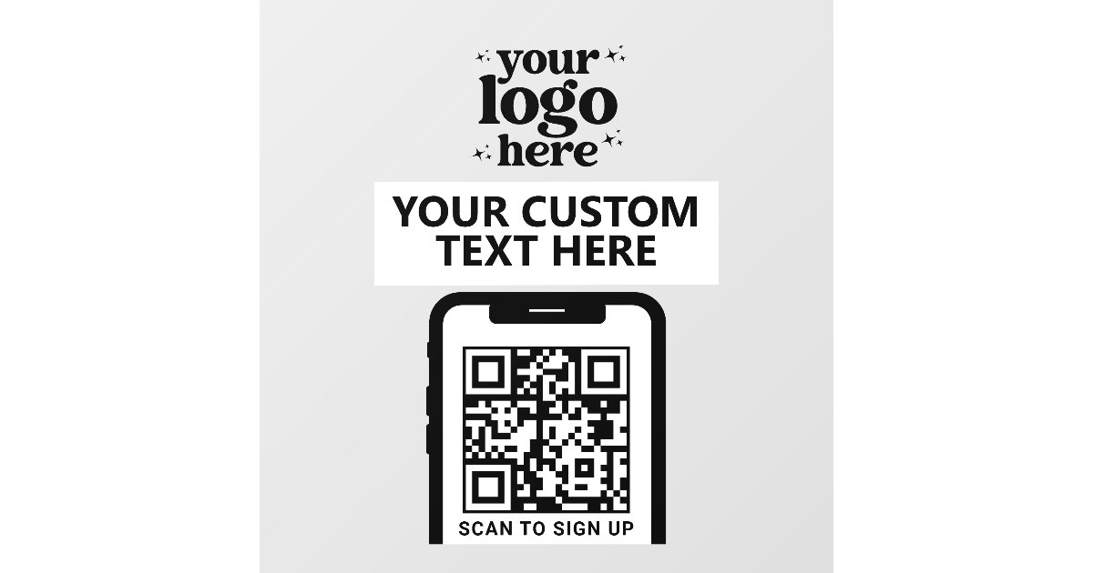 QR Code Company Logo Modern Minimalist White Window Cling | Zazzle