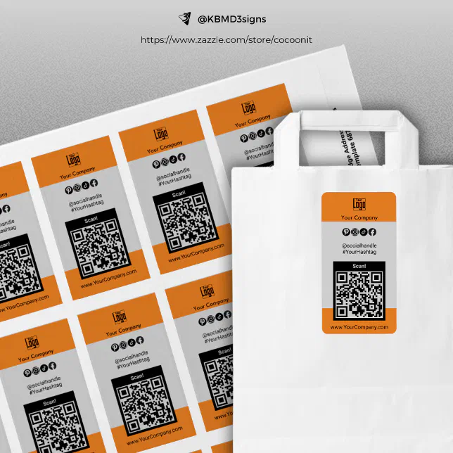 QR Code Company Logo Social Media Label | Zazzle