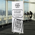 QR Code Company Logo Yellow Standing Event Roll Up Retractable Banner ...