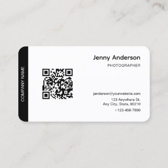 QR code Company Name & Logo Photographer Business Card | Zazzle