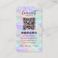 QR Code Connect With Us Iridescent Opal Stylish Business Card | Zazzle