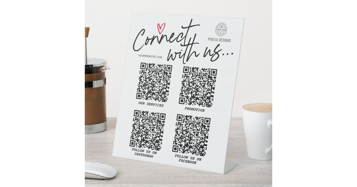 QR code Connect with us Modern Social media sign | Zazzle