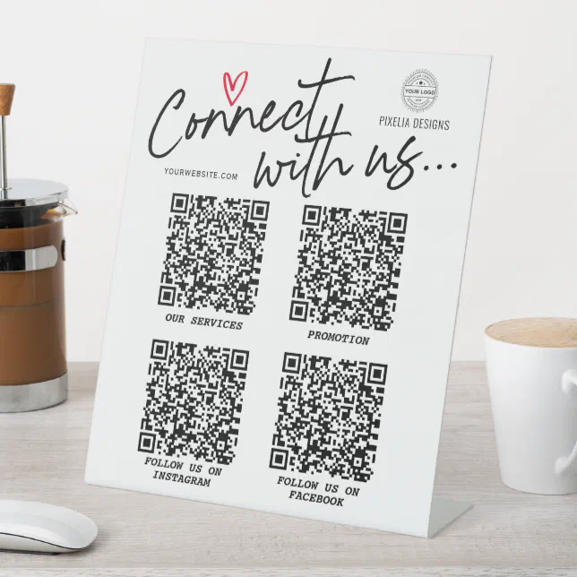 QR code Connect with us Modern Social media sign | Zazzle
