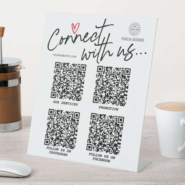 QR code Connect with us Modern Social media sign | Zazzle