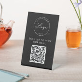 QR Code Contactless Menu Logo Black Modern Pedestal Sign | Zazzle