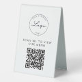 QR Code Contactless Menu Logo Modern Minimalist Table Tent | Zazzle