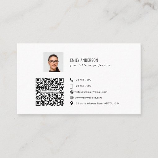 QR code Corporate business card with photo & logo | Zazzle