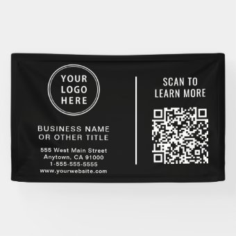QR Code Corporate Logo Black Banner | Zazzle