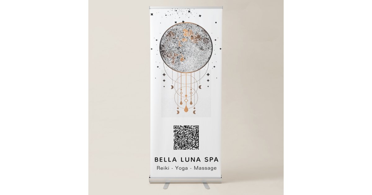 QR code Cosmic Moon Lunar Universe Shaman Retractable Banner | Zazzle