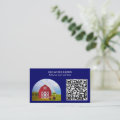QR Code Country Farm Red Barn Blue Sky Name Business Card | Zazzle