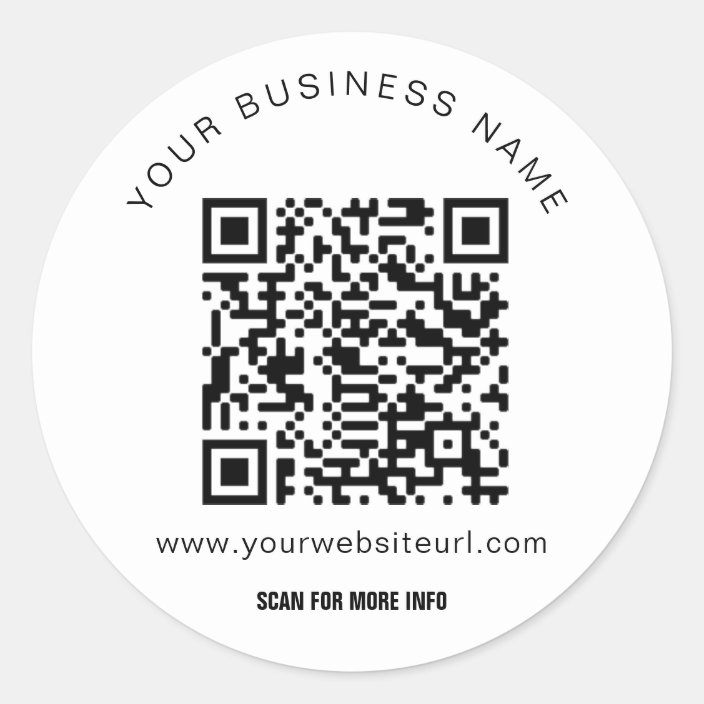 QR Code Custom Logo & Text Marketing Classic Round Sticker | Zazzle.com