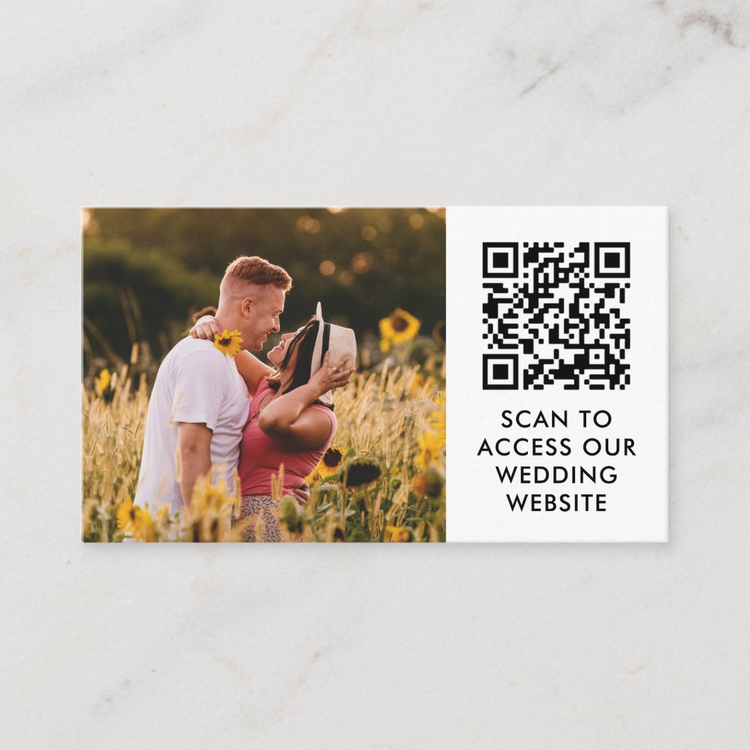 QR Code & Custom Photo Wedding Website Details Enclosure Card | Zazzle