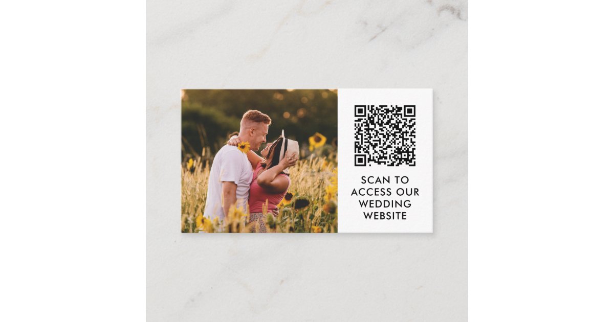 QR Code & Custom Photo Wedding Website Details Enclosure Card | Zazzle