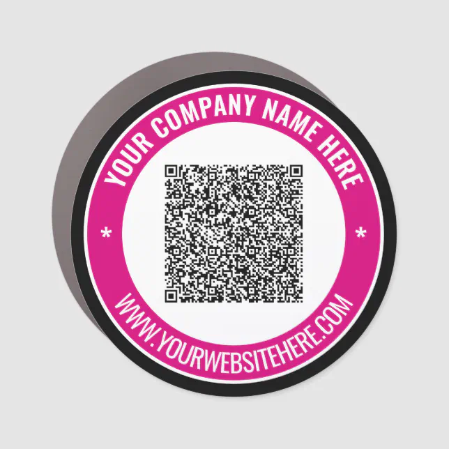 QR Code Custom Text Business Car Magnet Template | Zazzle