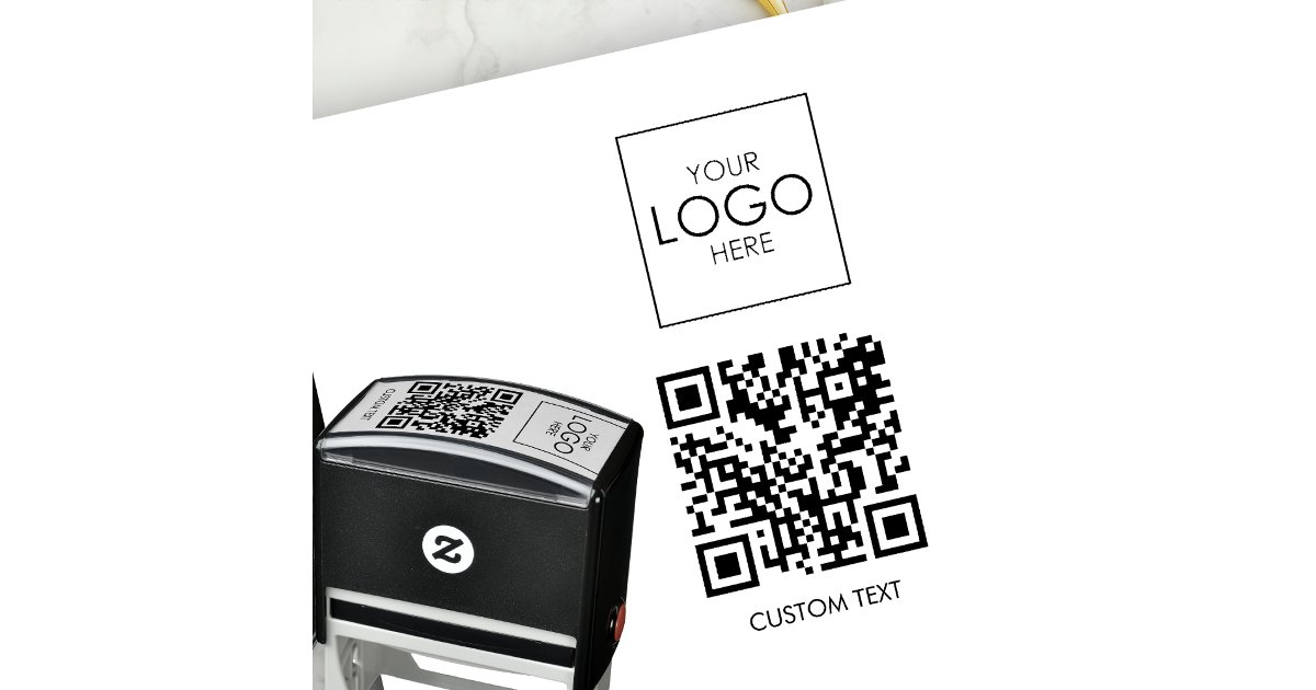 QR Code Custom Text Business Logo Personalized Self-inking Stamp | Zazzle