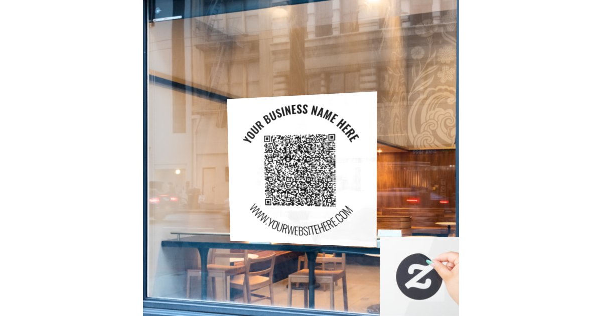 QR Code Custom Text Business Window Cling Template | Zazzle