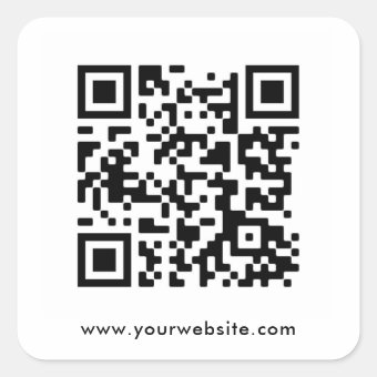 QR Code Custom Text Website Template Square Sticker | Zazzle