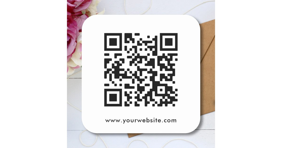 QR Code Custom Text Website Template Square Sticker | Zazzle