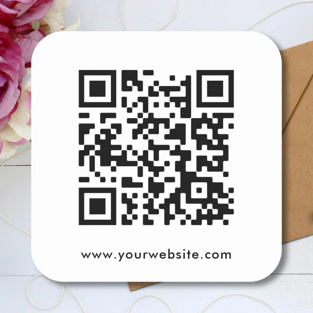 QR Code Custom Text Website Template Square Sticker | Zazzle