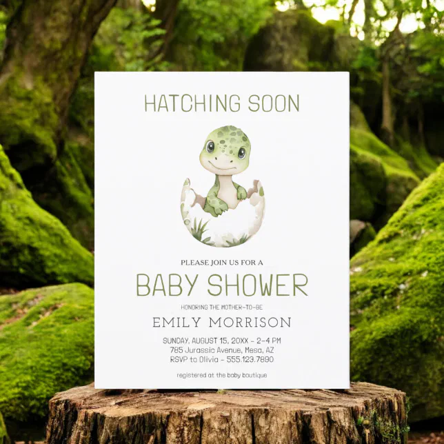 QR Code Cute Dinosaur Hatching Soon Baby Shower | Zazzle