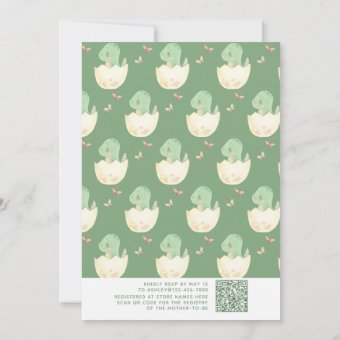 QR Code Cute Dinosaur Hatching Soon Baby Shower Invitation | Zazzle