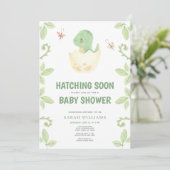 QR Code Cute Dinosaur Hatching Soon Baby Shower Invitation | Zazzle