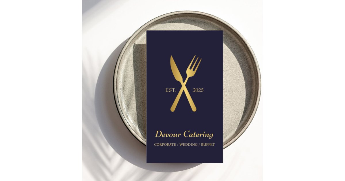 QR Code Cutlery Chef Caterer Catering Services Business Card | Zazzle