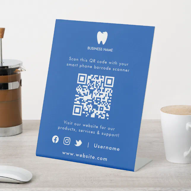 QR Code Dentist Business Website Scan Me Pedestal Sign | Zazzle