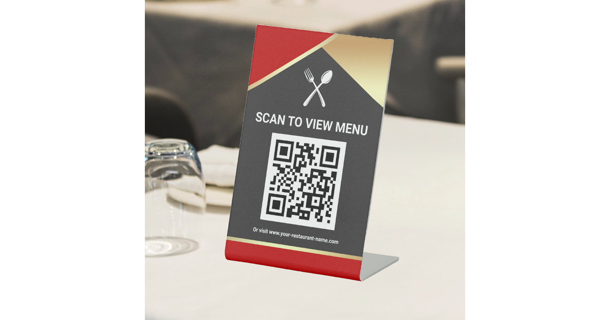 QR Code Digital Menu for Restaurants Tabletop Sign | Zazzle
