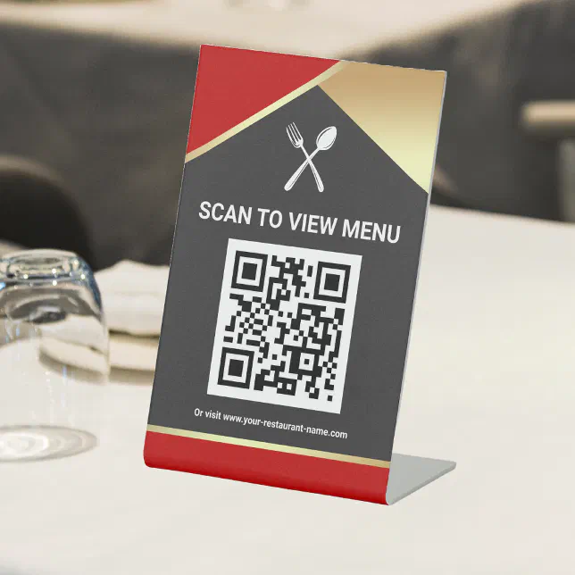 QR Code Digital Menu for Restaurants Tabletop Sign | Zazzle