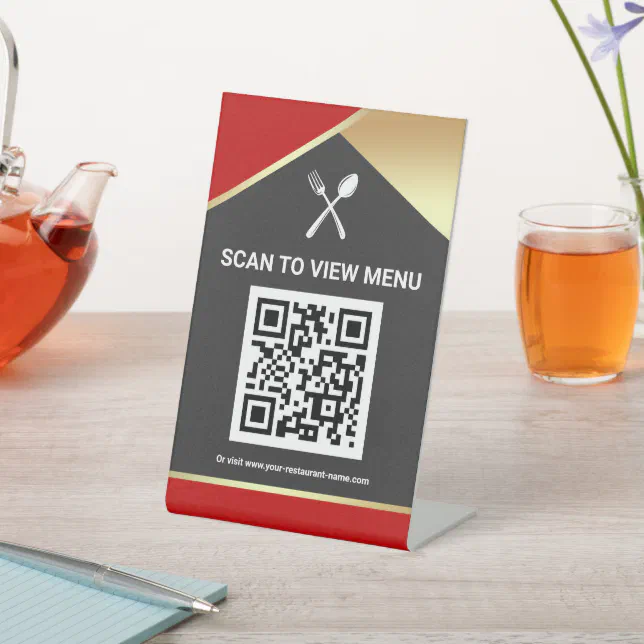 QR Code Digital Menu for Restaurants Tabletop Sign | Zazzle