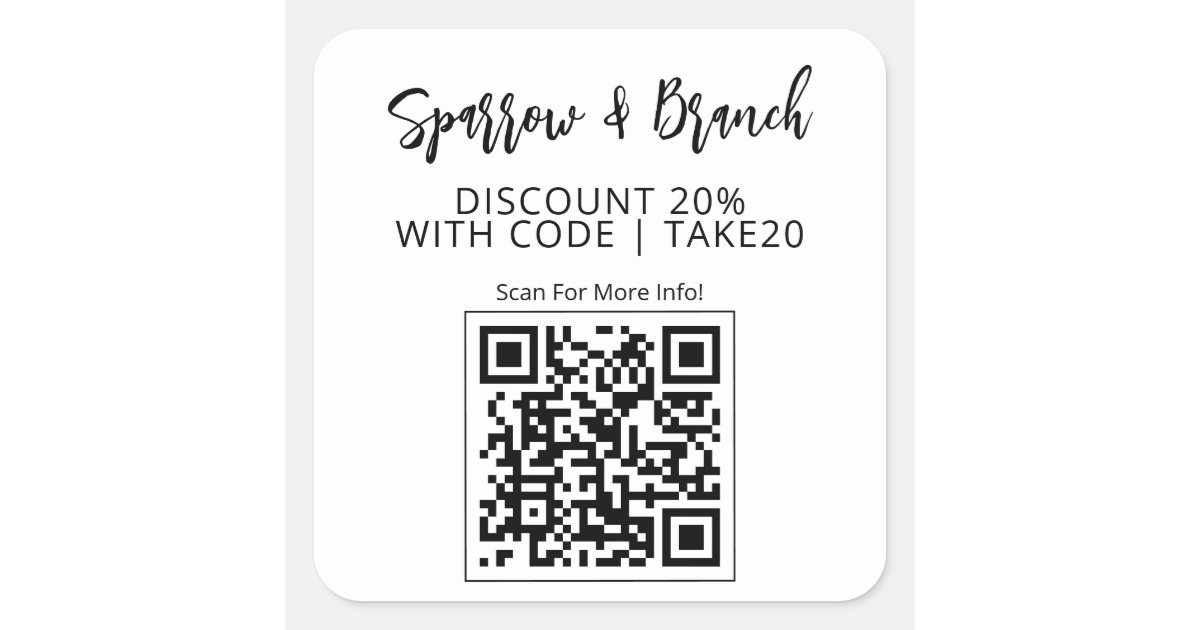 QR Code Discount Coupon Scannable Square Sticker | Zazzle