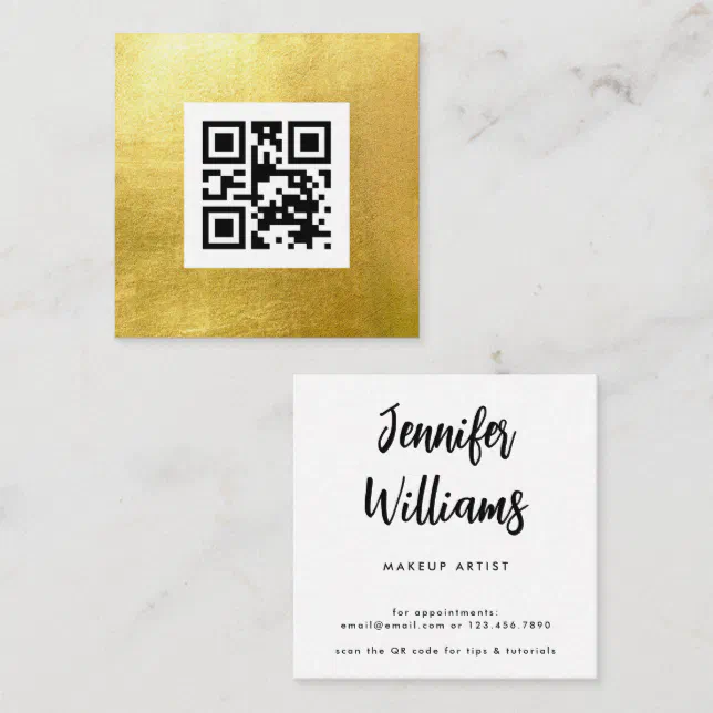 QR Code Elegant and Modern Gold Square Business Card | Zazzle