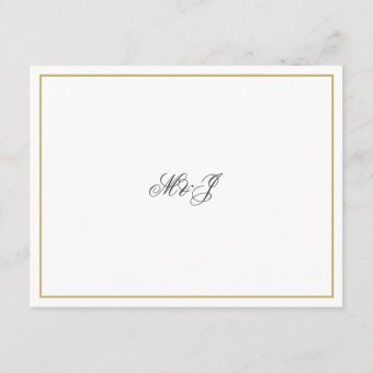 QR Code Elegant Gold Border Monogram RSVP Enclosure Card | Zazzle