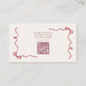 QR Code Elegant Pink Hand Drawn Bow Wedding Enclosure Card | Zazzle