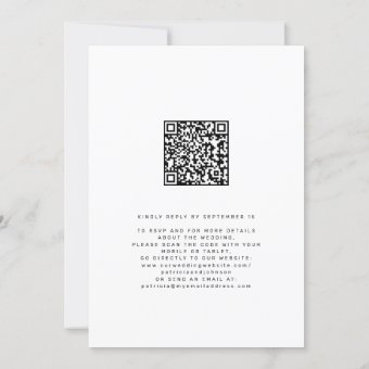 QR CODE elegant simple black and white wedding Invitation | Zazzle