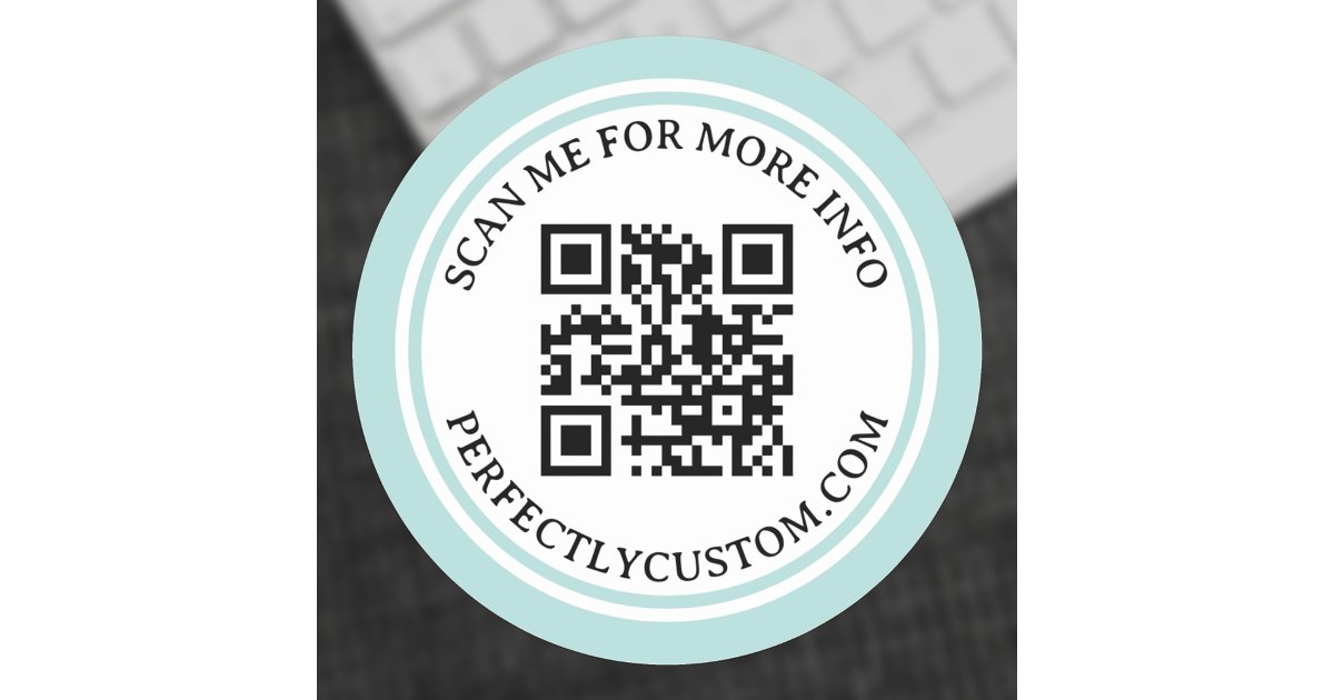 QR code elegant text light aqua blue double border Classic Round ...