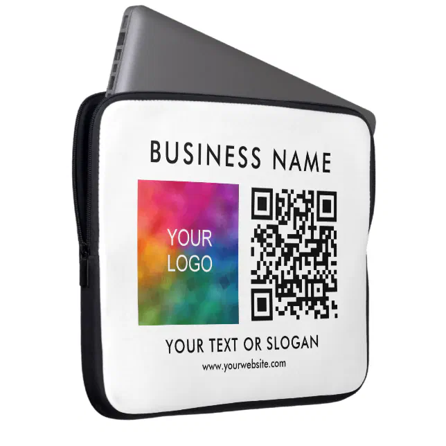 QR Code Elegant Upload Business Logo Here Trendy Laptop Sleeve | Zazzle