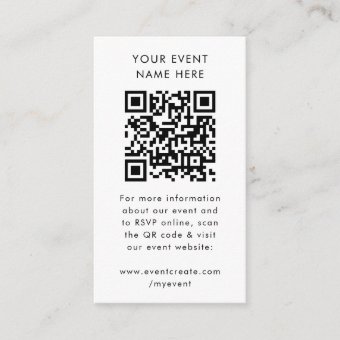 QR Code Event Website | Photo RSVP Online Enclosure Card | Zazzle